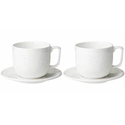 Чайный набор посуды на 2 персоны 300 мл Lefard Free Line 4 предмета, 2 чашки и Блюдца, подарочный фарфор / кружки для чая и кофе