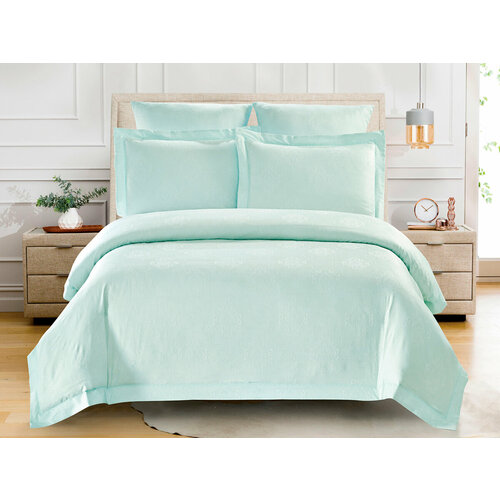 Комплект постельного белья Cleo Soft cotton, 024-SC, 2-спальное, жаккард, голубой 