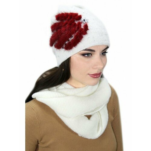 Комплект Lemmex Комплект "Адельмия" шапка+шарф, размер 55-56, белый