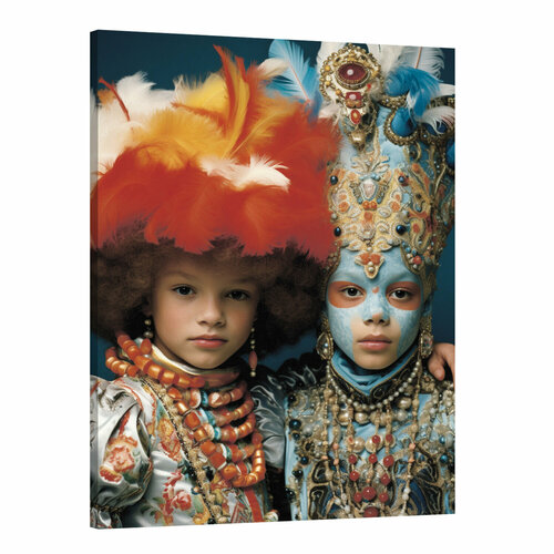 Интерьерная картина 50х70 "Дети в карнавальных костюмах"