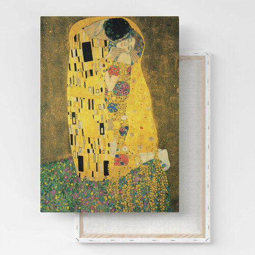Картина на холсте, репродукция / Gustav Klimt - Густав Климт - Поцелуй / Размер 80 x 106 см