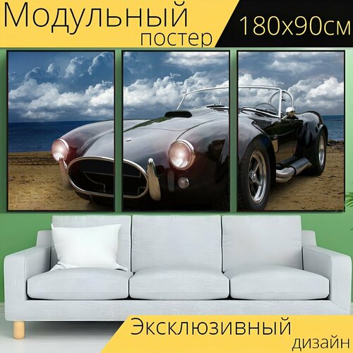 Модульный постер "Автомобиль, старинный автомобиль, кобра" 180 x 90 см. для интерьера