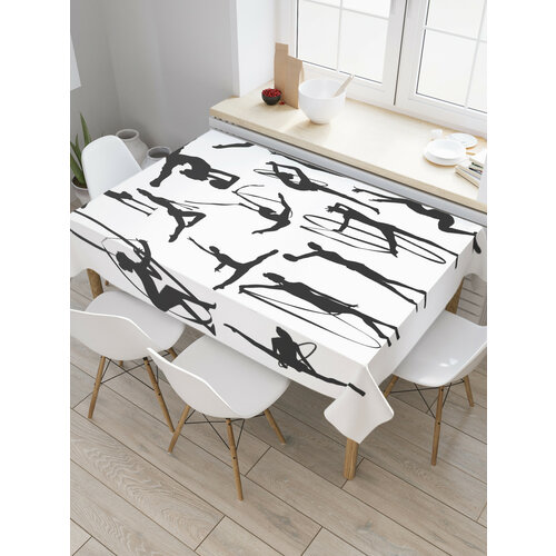 Скатерть прямоугольная JoyArty на кухонный стол "Гимнастки с лентами" из оксфорда, 180x145 см