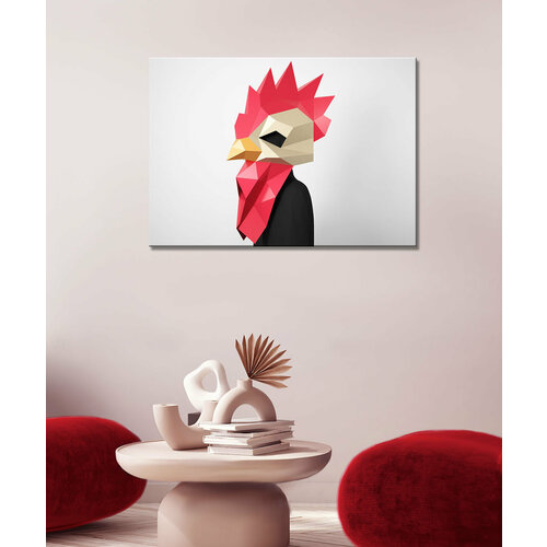 Картина - Курица, курицы, курочка, петух, петухи, красивые породы куриц, стилизация курица, рисунок курица, курица арт, петух арт (52) 60х80