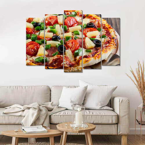 Модульная картина/Модульная картина на холсте/Модульная картина в подарок/пицца с ананасами-pizza with pineapples 150х100