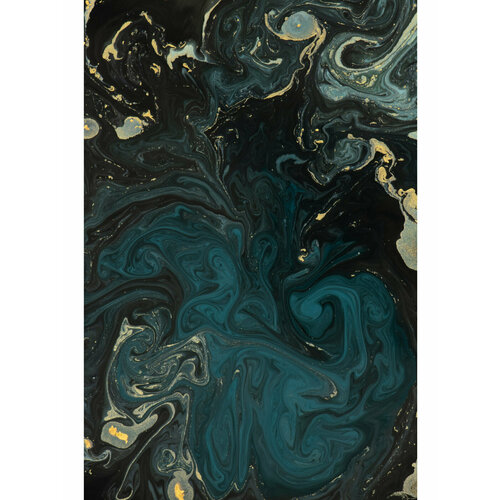 Плакат, постер на бумаге Абстрактные темно-синие краски. Размер 30 х 42 см