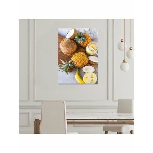 Картина на холсте с подрамником Кокосы ананасы и бананы 40х60
