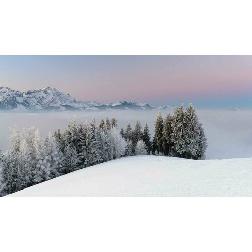 Картина на холсте 60x110 LinxOne "Красивые зимние пейзажи" интерьерная для дома / на стену / на кухню / с подрамником