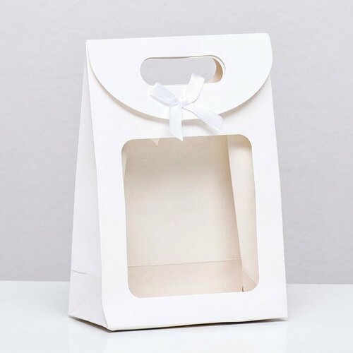 Коробка-пакет, с окном, белый, 20 х 14 х 7 см 5 шт