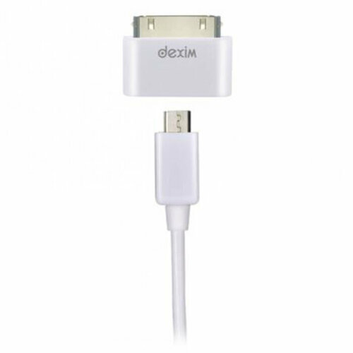 Dexim Кабель USB 2.0, A - B (micro) 5pin (M - M) Dexim переходник Apple 30-p(DWA064-W) 1,5 м. белый.