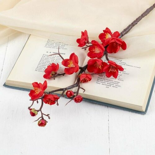 Цветы искусственные "Ветка сакуры" 3х60 см, красный (комплект из 8 шт)