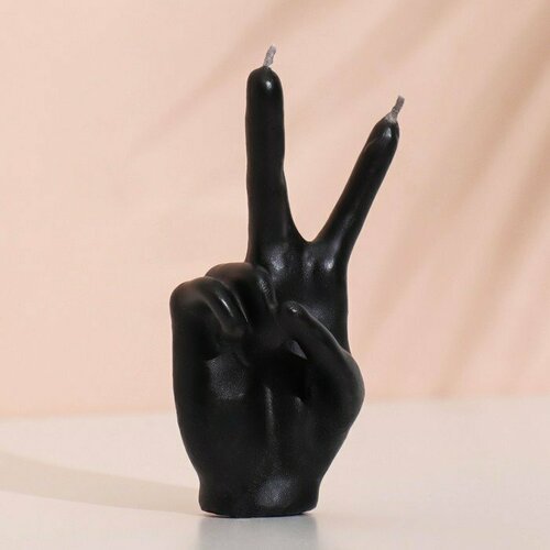 Свеча фигурная "Рука-peace", 10х4 см, черная (комплект из 8 шт)
