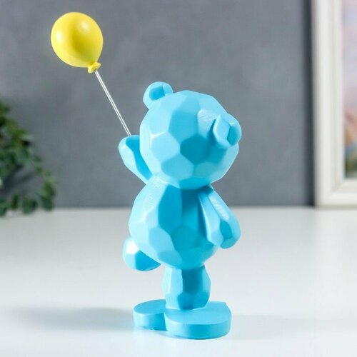 Сувенир полистоун 3D "Медвежонок с воздушным шариком" голубой 21,4х6х10 см