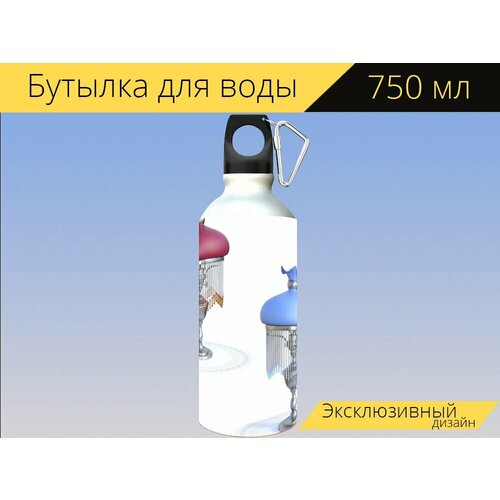 Бутылка фляга для воды "Стеклянные светильники, d, оказывать" 750 мл. с карабином и принтом