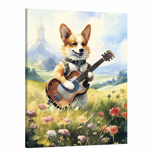 Интерьерная картина 50х70 "Корги гитарист"