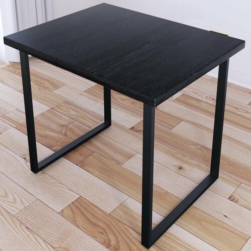 Стол кухонный Loft со столешницей цвета черного оникса из массива сосны 40 мм и черными металлическими ножками, 80х70х75 см