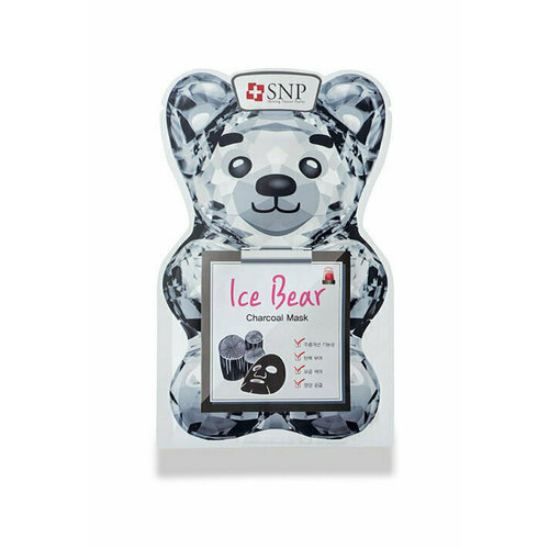 Охлаждающая подтягивающая тканевая маска для лица с углем SNP Ice Bear Charcoal Mask