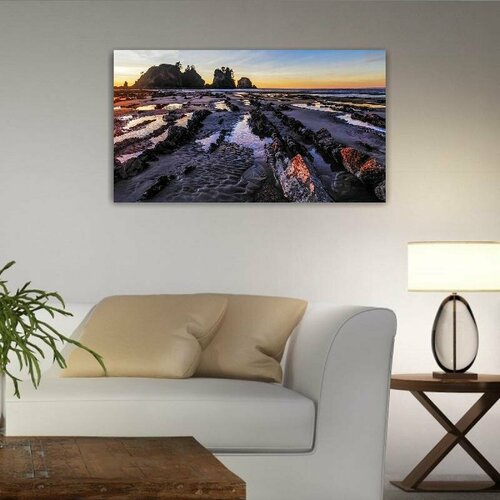 Картина на холсте 60x110 LinxOne "Olympic National Park скалы" интерьерная для дома / на стену / на кухню / с подрамником