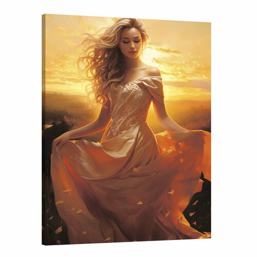 Интерьерная картина 50х70 "Принцесса на фоне заката"