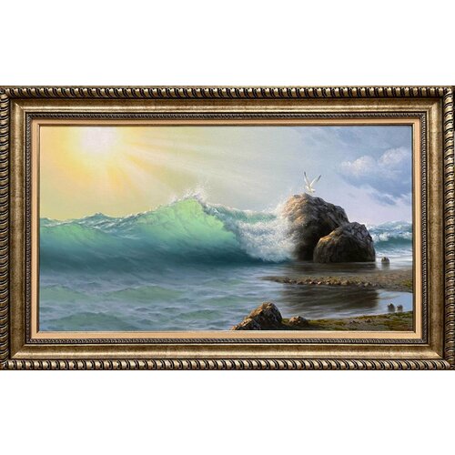 Картина маслом, морской пейзаж "Бухта двух камней"
