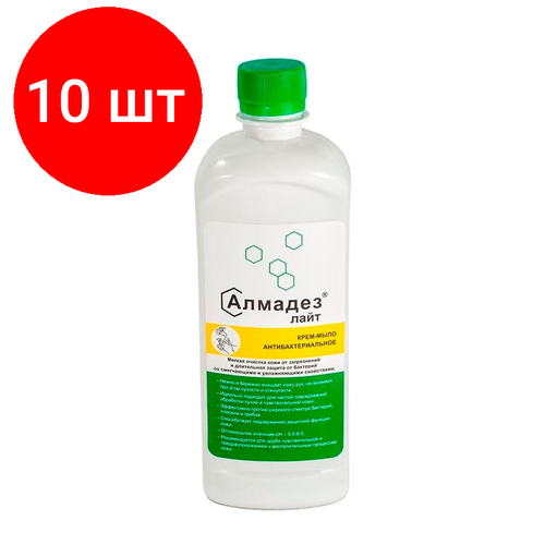 Комплект 10 штук, Мыло жидкое дезинф. Алмадез-Лайт антибактериальное 0.5 л (с дозатором)