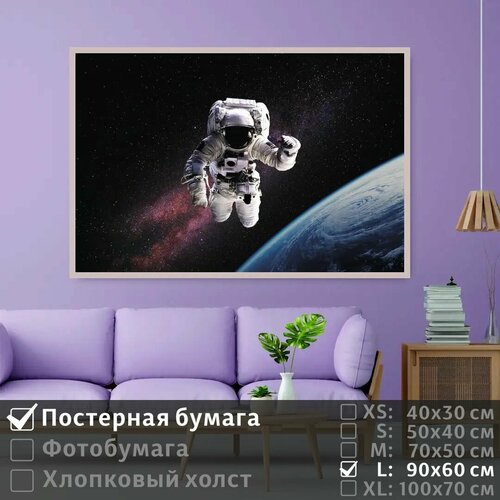 Постер на стену Астронавт В Открытом Космосе 90х60 см ПолиЦентр