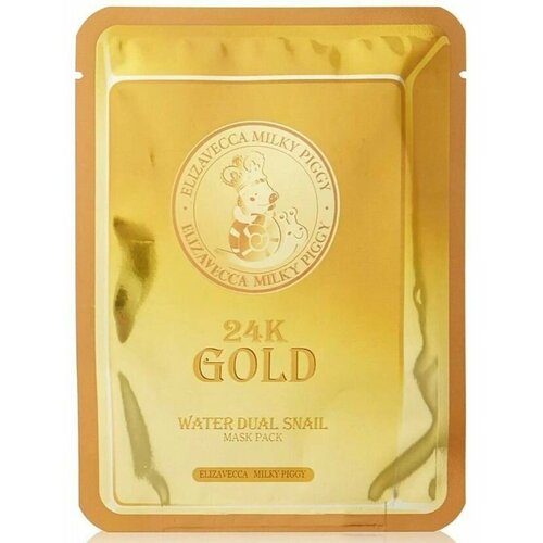 Elizavecca Маска для лица антивозрастная 24K Gold Water Dual Snail Mask Pack, с коллоидным золотом и муцином улитки, 25 г
