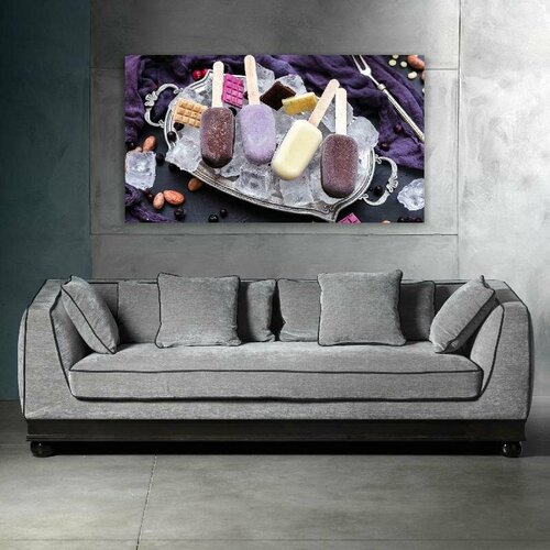 Картина на холсте 60x110 LinxOne "Шоколад мороженое поднос" интерьерная для дома / на стену / на кухню / с подрамником