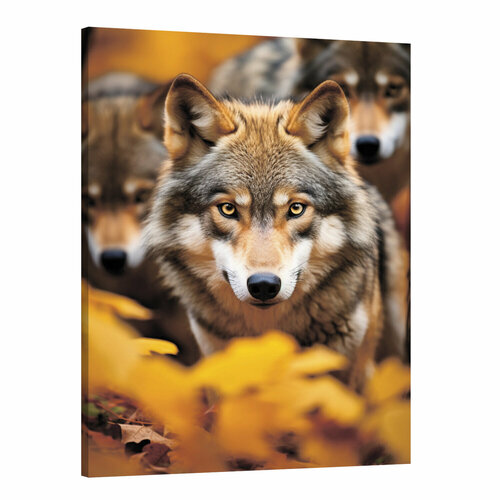 Интерьерная картина 50х70 "Волки в зарослях"