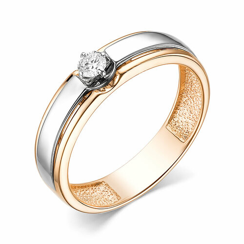 Кольцо обручальное Dewi, комбинированное золото, 585 проба, бриллиант, размер 17, золотой