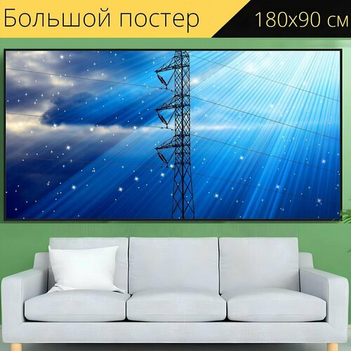 Большой постер "Небо, энергия, промышленность" 180 x 90 см. для интерьера