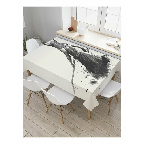 Прямоугольная тканевая скатерть на стол JoyArty с рисунком "Самурай" 120 на 145 см, серия Мужские праздники