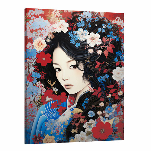 Интерьерная картина 50х70 "Японский флорал: вдохновение природой"