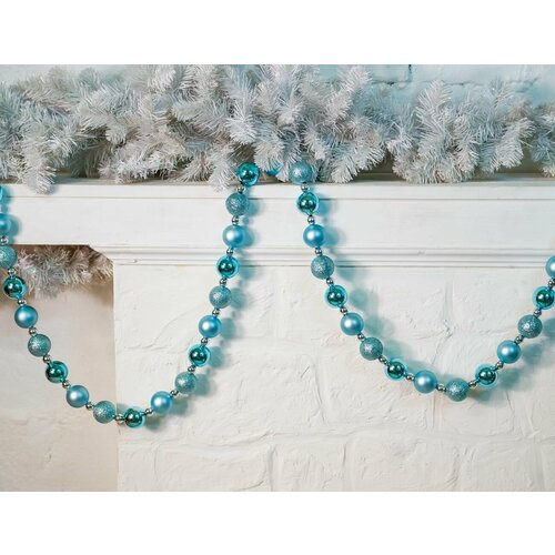 Бусы на ёлку новогоднее ожерелье, пластик, светло-голубые, 2-4 см, 208 см, Winter Deco 3081137