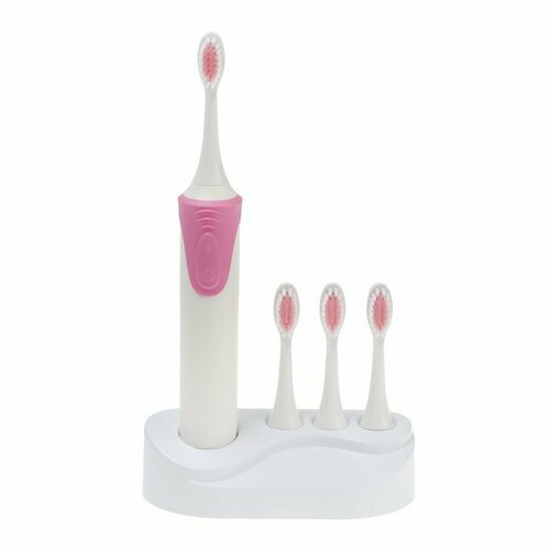 Электрическая зубная щётка Luazon LP-009, вибрационная, 8500 дв/мин, 4 насадки, 2хАА, розовая (комплект из 2 шт)
