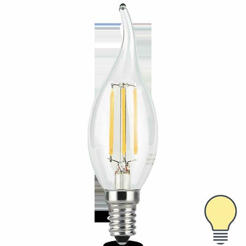 Лампа светодиодная Gauss филаментная E14 220 В 5 Вт свеча на ветру прозрачная 420 лм, тёплый белый свет