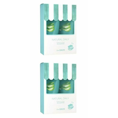 The Saem Набор пенок Natural Daily Cleansing Foam Aloe Special Set 2, 2 шт.