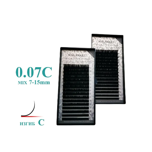 Ресницы черные Nagaraku mix C 0.07 7-15 mm (16 линий)