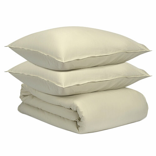 Комплект постельного белья 150х200 см из сатина 1.5 спальное бежевого цвета с брашинг-эффектом Essential Tkano TK23-DC0005