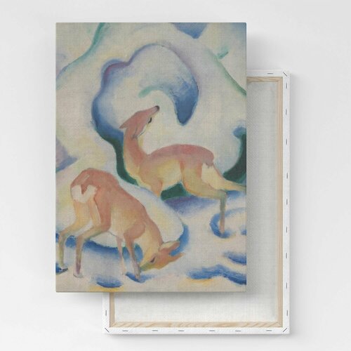 Картина на холсте, репродукция / Франц Марк - Deer in the snow / Размер 40 x 53 см