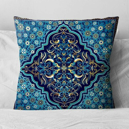 Подушка декоративная / Марокканские узоры, велюр / Голубая вода / подарок / подушка диванная / подушка для интерьера