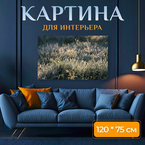 Картина на холсте "Луг, трава, пейзаж" на подрамнике 120х75 см. для интерьера