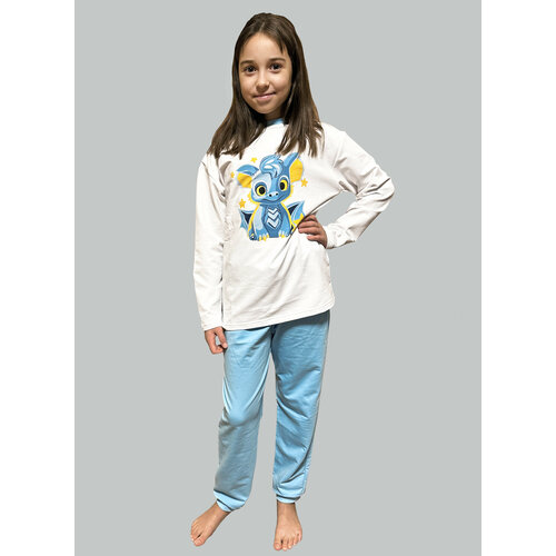 Пижама  IRINA EGOROVA, размер 152, бело-голубой