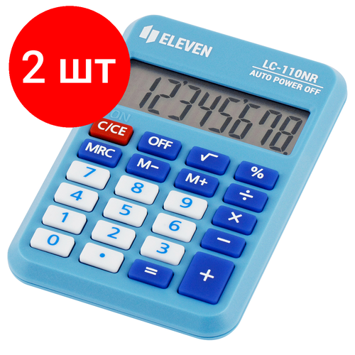 Комплект 2 шт, Калькулятор карманный Eleven LC-110NR-BL, 8 разрядов, питание от батарейки, 58*88*11мм, голубой