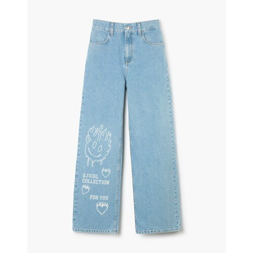 Джинсы  Gloria Jeans, размер 7-8л/128 (32), голубой