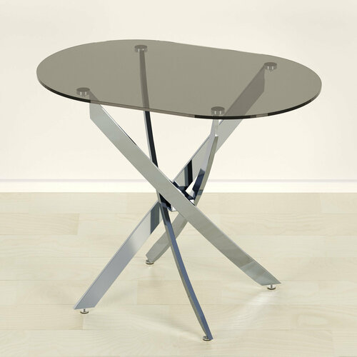 Стеклянный стол овальный Рим-23 серый/хром (1200х750)
