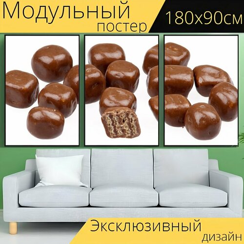 Модульный постер "Шоколад, конфеты, сахар" 180 x 90 см. для интерьера