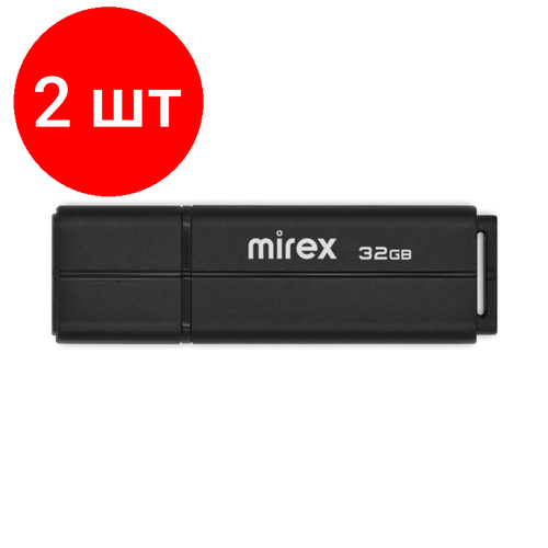 Комплект 2 штук, Флеш-память Mirex USB LINE BLACK 32Gb (13600-FMULBK32 )