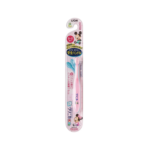 LION Детская зубная щетка KIDS серия Disney с гибкой головкой и нескользящей силиконовой ручкой, от 0 до 2 лет, мягкая щетина, розовая