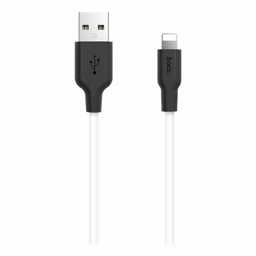 Дата-кабель Hoco X21 Plus USB-Lightning (высокопрочный / силикон) 1 м, черный с белым